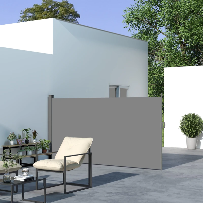 Outsunny 118" x 79" Outdoor Folding Privacy Screen Retractable Side ...