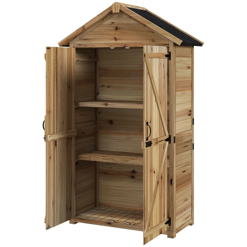 Outsunny Wooden Garden Shed Outdoor Storage Cabinet with Waterproof ...