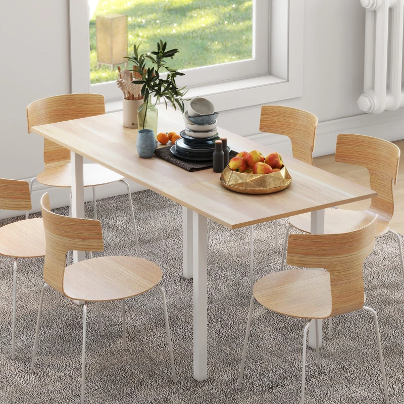 HOMCOM Extending Kitchen Table For Six, Drop Leaf Tables for Small ...