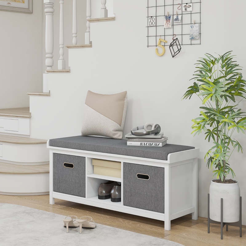 White and grey storage bench store