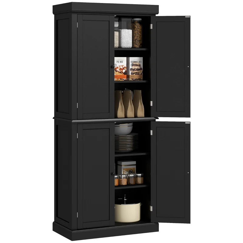 HOMCOM Freestanding Modern 4 Door Kitchen Pantry, Storage Cabinet ...
