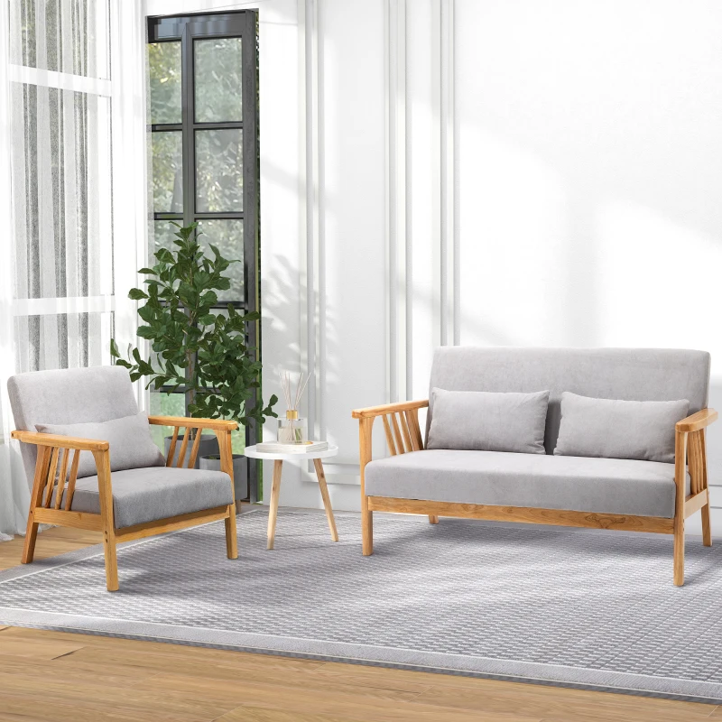 HOMCOM 55" 2 Seat Sofa, Modern Love Seats Furniture, Upholstered 2 ...