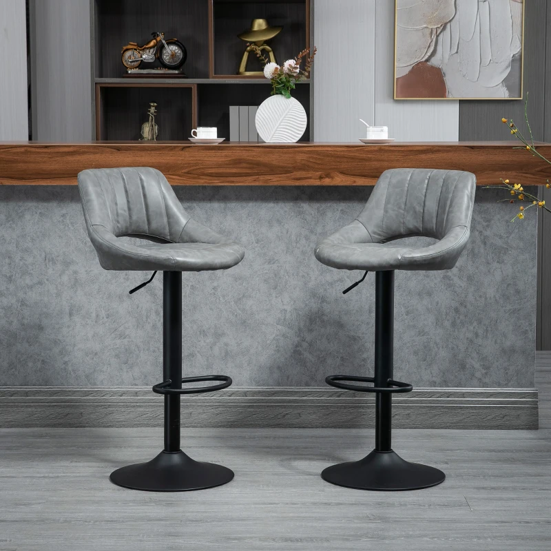 HOMCOM Modern Bar Stools Set of 2, Swivel Counter Height Barstools ...
