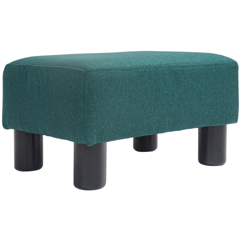 HOMCOM Small Ottoman Foot Rest Foot Stool with Linen Fabric Upholstery and Plastic Legs Cube Ottoman Green Aosom