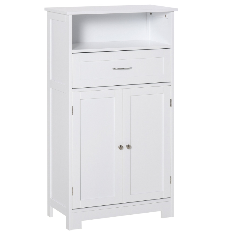 Kleankin Small Bathroom Vanity Free Standing Bathroom Cabinet Modern Bathroom Storage Cabinet Cupboard With Drawer And Adjustable Shelf White Wooden Aosom