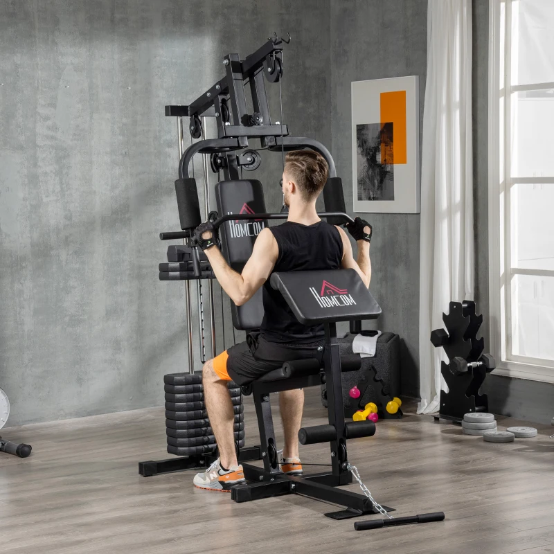 Soozier Home Gym Equipment, Multifunction Workout Machine with 145lbs ...