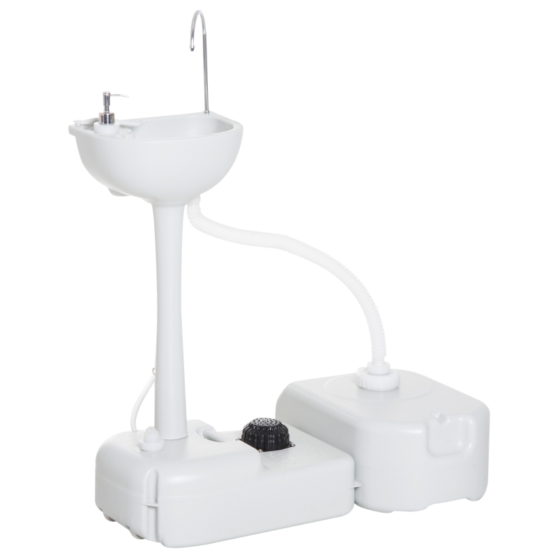 Kleankin Outdoor Camp Hand Sink Removable Hand Washing Basin Sanitary Ware Recovery Tank Aosom
