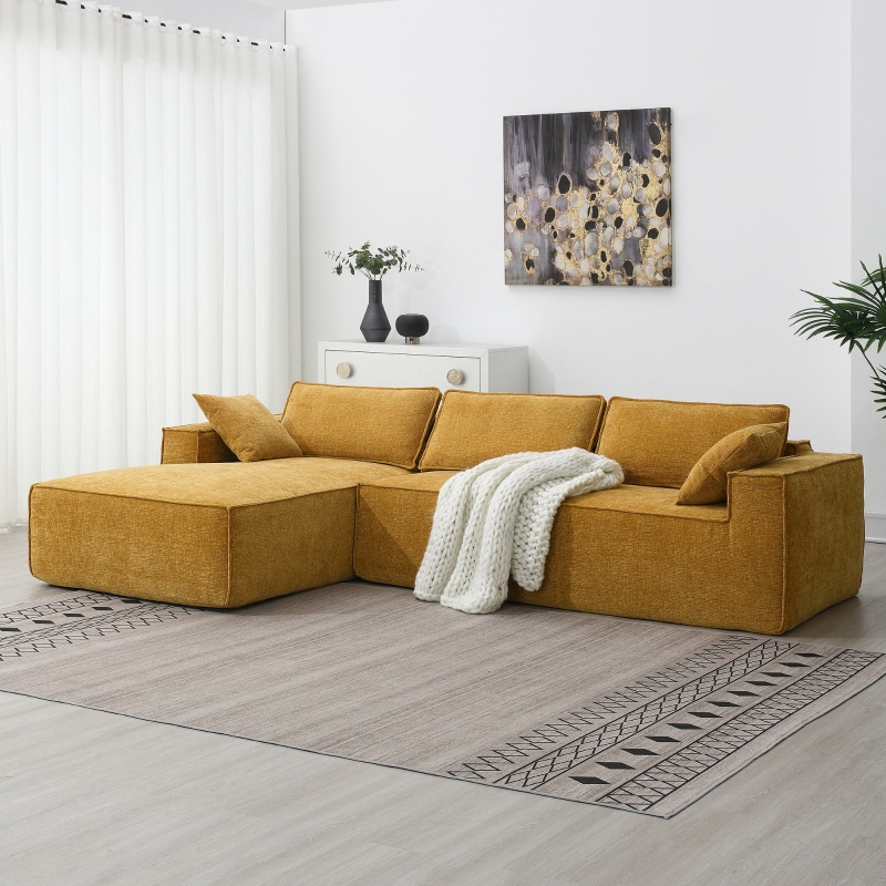 Minimalist Modular Sectional Sofa Yellow Aosom