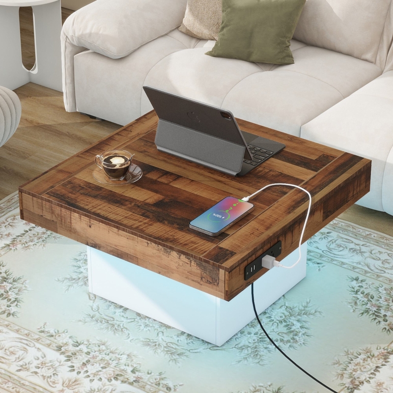 Coffee table with usb ports store