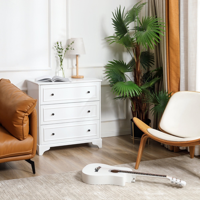 HOMCOM Elegant 3 Drawer Dresser Storage Tower Cabinet for Bedroom Hallway Modern Chest of Drawers White Aosom Canada