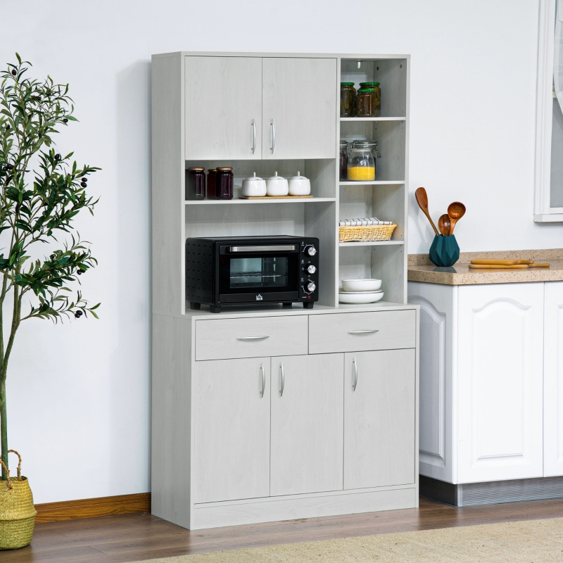 HOMCOM 71 Modern Kitchen Hutch Buffet with Storage Cabinet Cupboard Drawers for Dining Room Living Room Ash White Aosom Canada