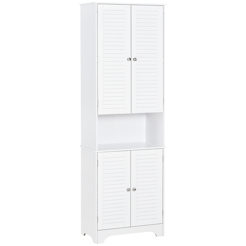 Homcom Tall Bathroom Storage Cabinet with Countertop Linen Cabinet White