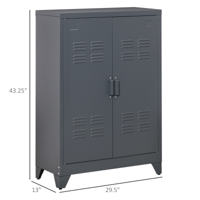 HOMCOM Industrial Style Steel Storage Cabinet, Metal Storage Organizer ...