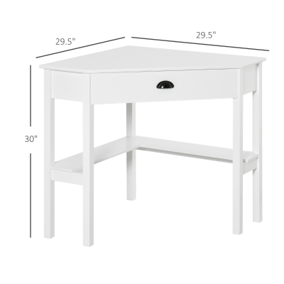 HOMCOM Corner Desk, Triangle Computer Desk with Drawer and Storage ...