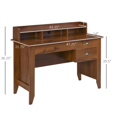 HOMCOM Computer Desk with Drawer, Storage Hutch, Home Office Writing ...
