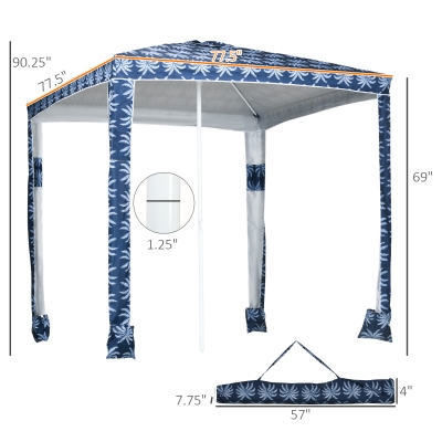 Outsunny Quick Beach Cabana Canopy Umbrella, 6.5' Easy-Assembly Sun ...