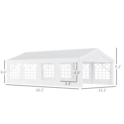 Outsunny 13' x 26' Heavy-duty Outdoor Carport Party Event Tent, Patio ...