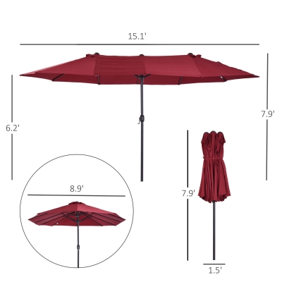 Outsunny Patio Umbrella 15ft Double-Sided Outdoor Market Extra Large ...