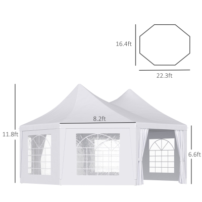 Outsunny White Octagonal Party Tent 22.3ft Garden Event Shelter | Aosom ...
