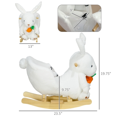 Qaba Baby Rocking Chair, Rabbit Shaped Plush Animal Rocker | Aosom.com