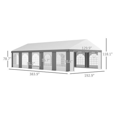 Outsunny 16' x 32' Heavy-duty Large Wedding Tent, Outdoor Carport ...