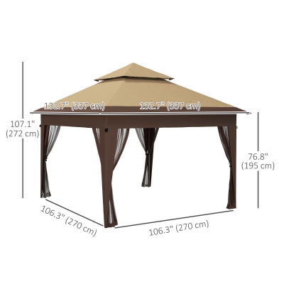 Outsunny 11x11FT Pop Up Canopy with 1-Button Push, Mosquito Netting ...