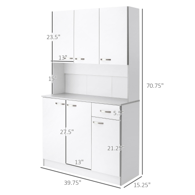 HOMCOM 71" Freestanding Kitchen Hutch with Countertop | Aosom.com