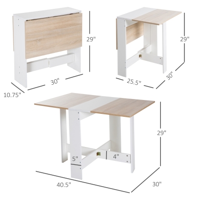 HOMCOM Drop Leaf Dining Table Wood Folding Table Multi-Use Side Table ...
