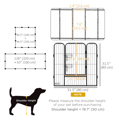 PawHut Dog Pen with Gate, 12 Panels Puppy Playpen, Dog Fence, 31.5"H ...