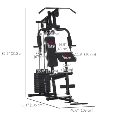 Soozier Home Gym Equipment, Multifunction Workout Machine with 145lbs ...
