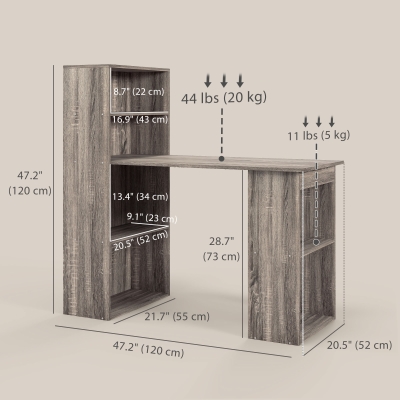 HOMCOM Computer Desk with Storage, PC Table with Bookshelf for Home ...