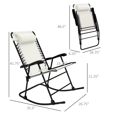 Outsunny Outdoor Rocking Chair Set of 2, Patio Folding Lawn Rocker Set ...