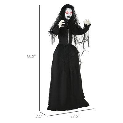 HOMCOM 5.6' Life Size Zombie Bride, Outdoor Halloween Decoration ...