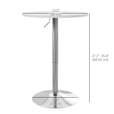 HOMCOM High Top Bar Table, Adjustable Round Kitchen Table with Swivel ...