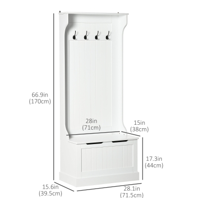 HOMCOM 3-In-1 Hall Tree with Coat Rack, Shoe Storage and Bench Seat ...