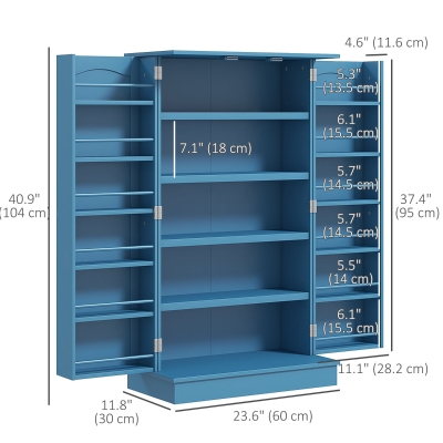 HOMCOM 41" Storage Cabinet, 2-Door Kitchen Pantry Cabinet with 5-tier ...