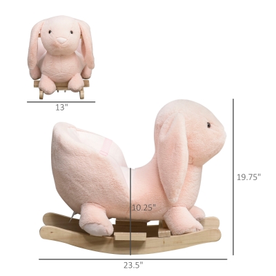 Qaba Rabbit Wooden Rocking Horse with Sound, Pink | Aosom.com
