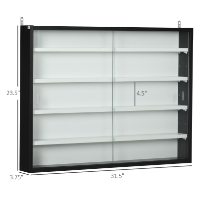 HOMCOM 5-Tier Wall Shelf Display Cabinet, Glass Display Case with 2 ...
