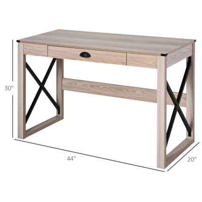 HOMCOM Home Office Computer Desk, Rustic Writing Desk, Farmhouse ...