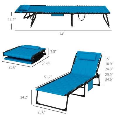 Outsunny Folding Chaise Lounge Set with Reclining Backs, Sky Blue ...
