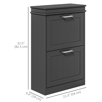 HOMCOM Shoe Storage Cabinet with 2 Flip Drawers and Adjustable Shelves ...