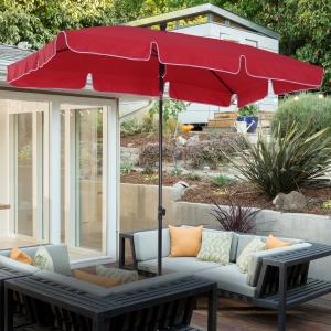 Outsunny 7x4ft Rectangle Aluminum Tilt Patio Umbrella Garden Parasol UV ...