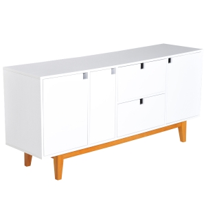 HOMCOM 57' Contemporary Sideboard Buffet Table Storage Cabinet - Oak ...