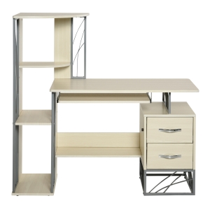 HOMCOM Computer Desk with Sliding Keyboard & Storage Shelves, Cabinet ...