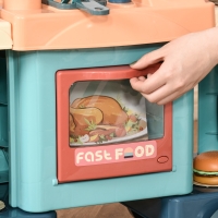 Qaba Kids Kitchen Food Stand with Play Food, Cashier Register ...