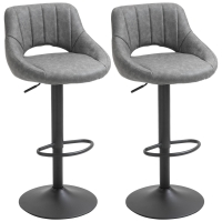 HOMCOM Counter Stools, Barstools with Backs, Wood Legs, Deep Grey ...
