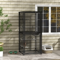 PawHut Cat Cage Multi-Level Catio Steel Outdoor Cat Enclosure w/ UV-and ...