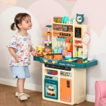 Qaba Kids Kitchen Food Stand with Play Food, Cashier Register ...