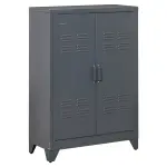 HOMCOM Industrial Style Steel Storage Cabinet, Metal Storage Organizer ...