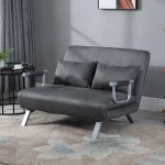 HomCom Twin Size Convertible Sleeper Bed Lounger Chair Faux Suede ...